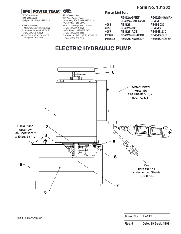 PUMP, ELEC 115V 60HZ PE462A 101202