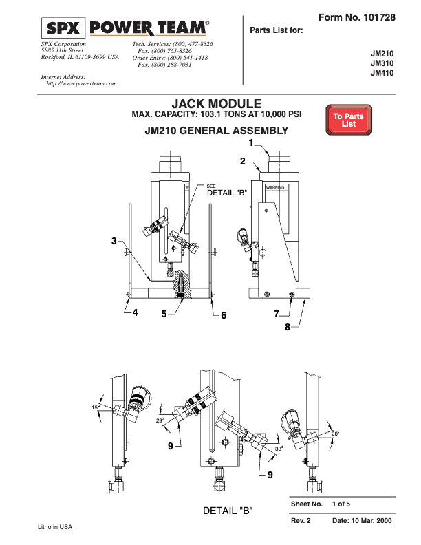 MODULE, JACK -100 TON 26" JM210 101728